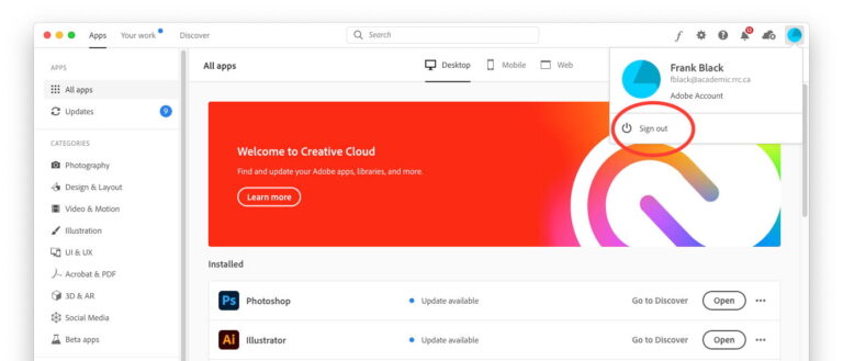 Adobe Creative Cloud Installation : RRC Polytech: Program Explorer