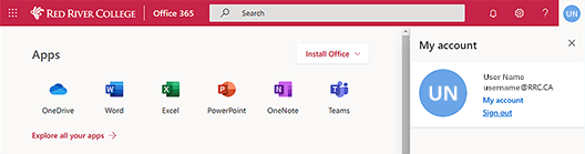 Install Office 365 on a personal computer : Red River College ...