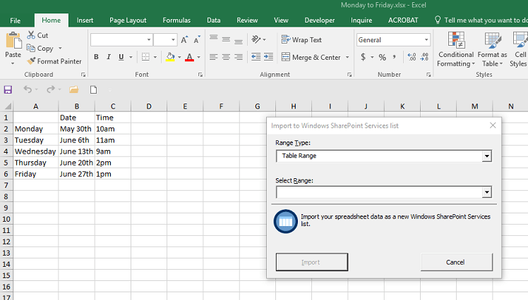 Import spreadsheet : Red River College: Information Technology Solutions