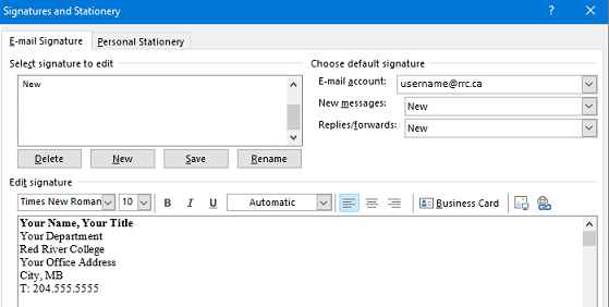 Create a College email signature : Red River College: Information ...
