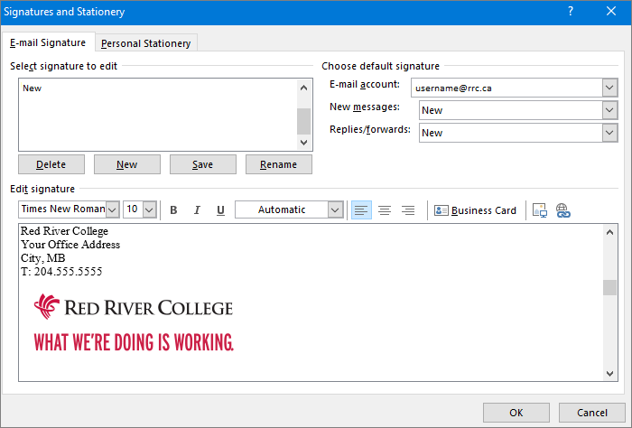 Create a College email signature : Red River College: Information ...