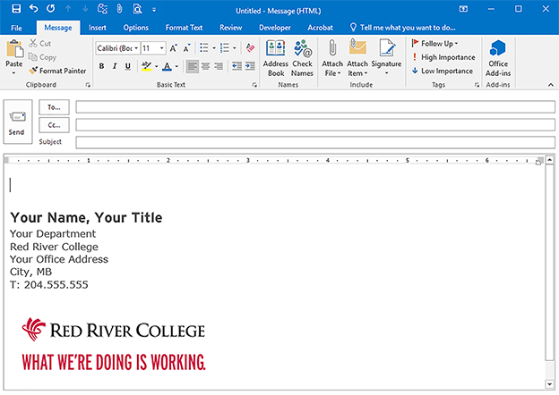Create a College email signature : Red River College: Information ...
