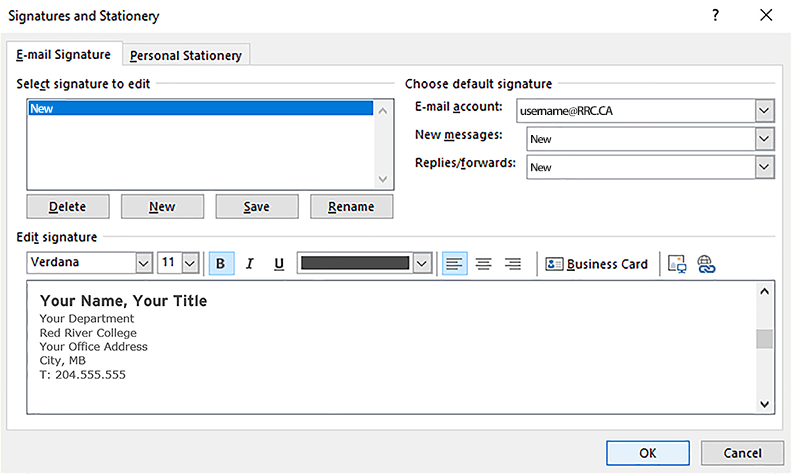 Create a College email signature : Red River College: Information ...