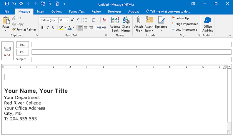 Create a College email signature : Red River College: Information ...
