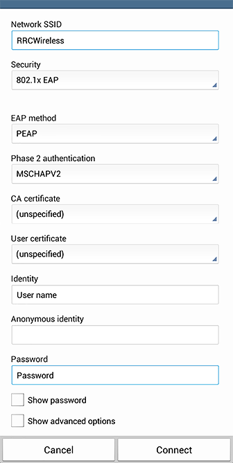 Configure wireless network – Android : Red River College Polytechnic ...