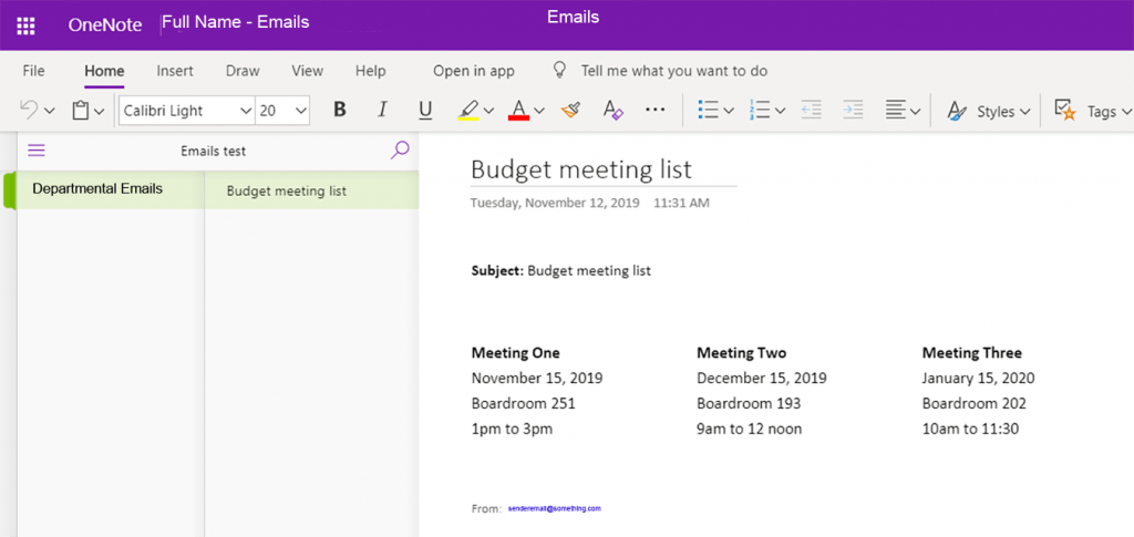 Send email to OneNote : RRC Polytech: Information Technology Solutions