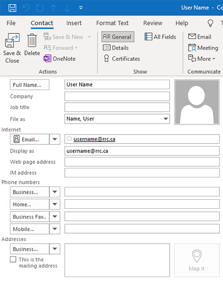 Insert a business card in Outlook email : RRC Polytech: Information ...