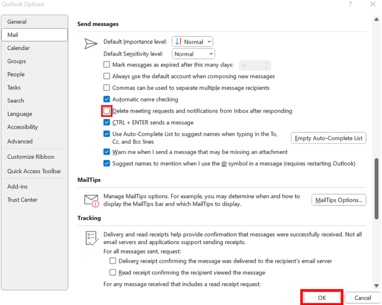 Save meeting requests in Inbox : RRC Polytech: Information Technology ...