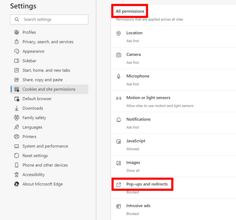 Disable pop-up blocker on Microsoft Edge : RRC Polytech: Information ...