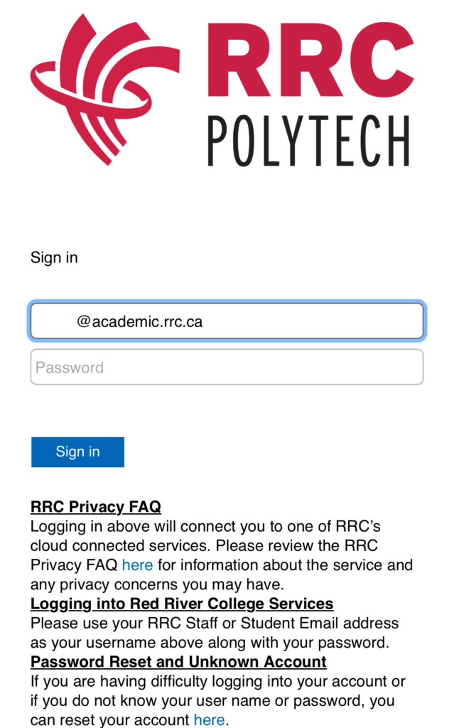 Connect to student email using Apple mail app : RRC Polytech ...