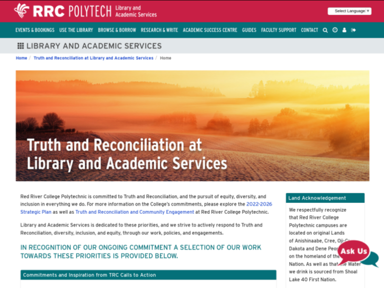Truth and Reconciliation at Library and Academic Services : RRC Polytech: Library and Academic ...