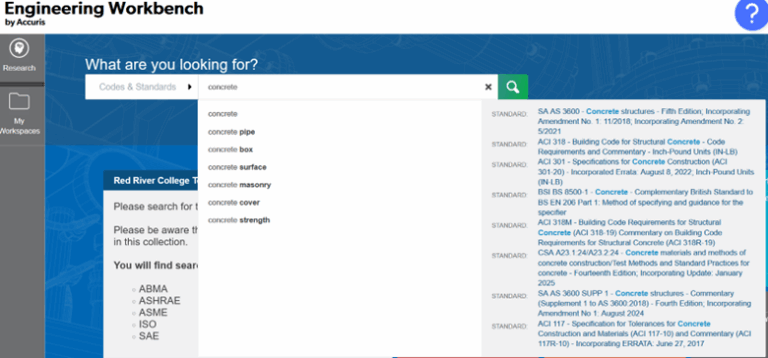 Know your resources – Accuris Engineering Workbench : RRC Polytech: Library and Academic Services