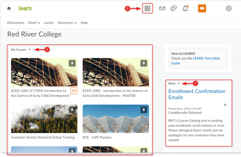 Logging into Learn and Finding Your Course : RRC Polytech: Learning Technologies