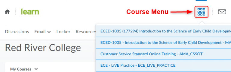 Logging into Learn and Finding Your Course : RRC Polytech: Learning ...